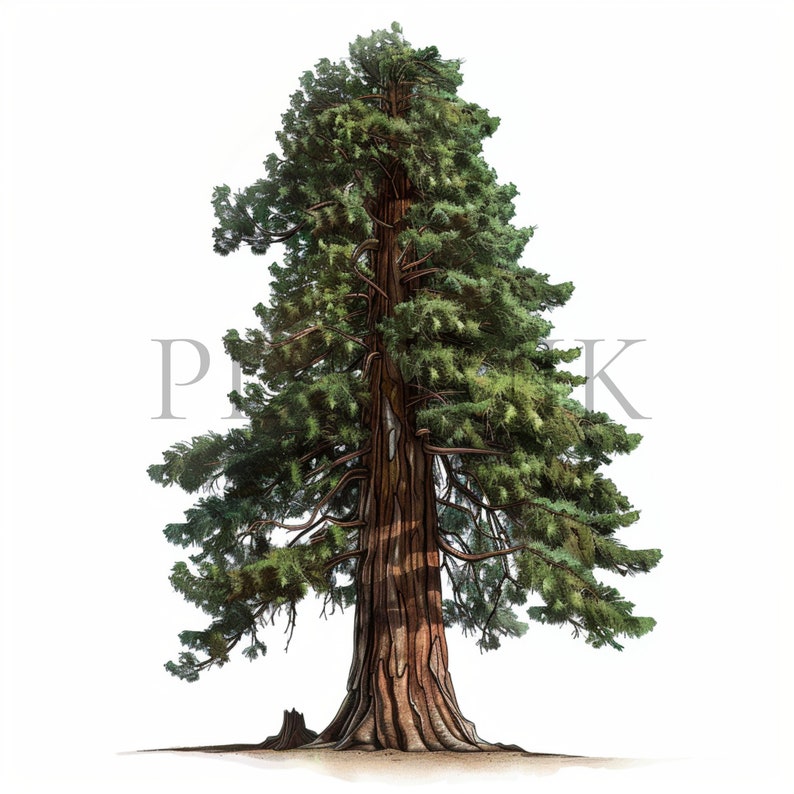 Watercolor Redwood Tree Clipart 10 High Quality Jpgs Big Tree Graphics ...