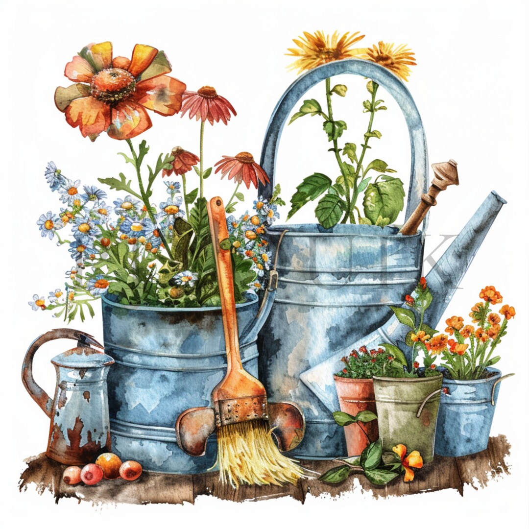 Watercolor Garden Clipart | 10 High Quality Jpgs | Digital Download ...
