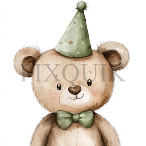 Teddy Bear With Party Hat Clipart | 10 Jpg's Files and PNG | Card ...