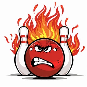 Watercolor Bowling Pin Clipart | 10 High Quality Jpgs | Fire Bowling ...