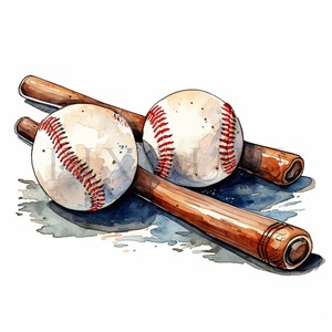 Baseball Bat and Ball Clipart - 10 High Quality Jpgs | Instant Digital ...