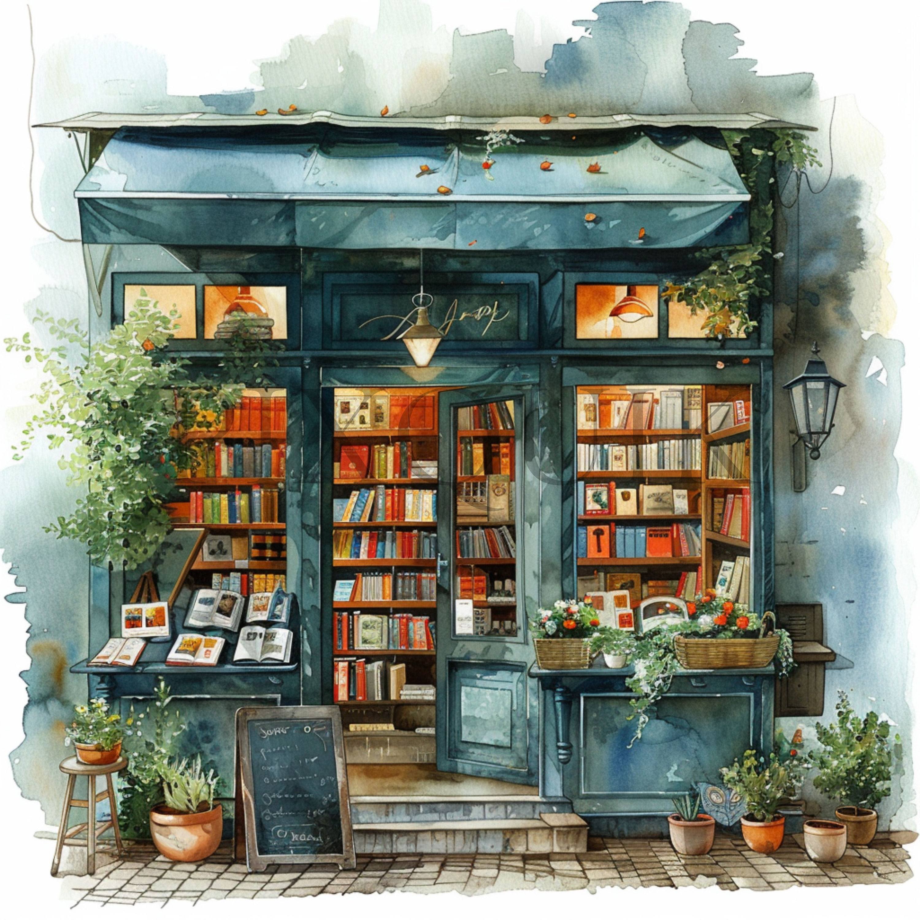 Watercolor Bookstore Clipart | 10 High Quality Jpgs | Bookstore Clipart ...