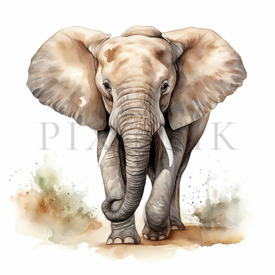 Watercolor Elephant Clipart 10 High Quality Jpgs Digital Download ...