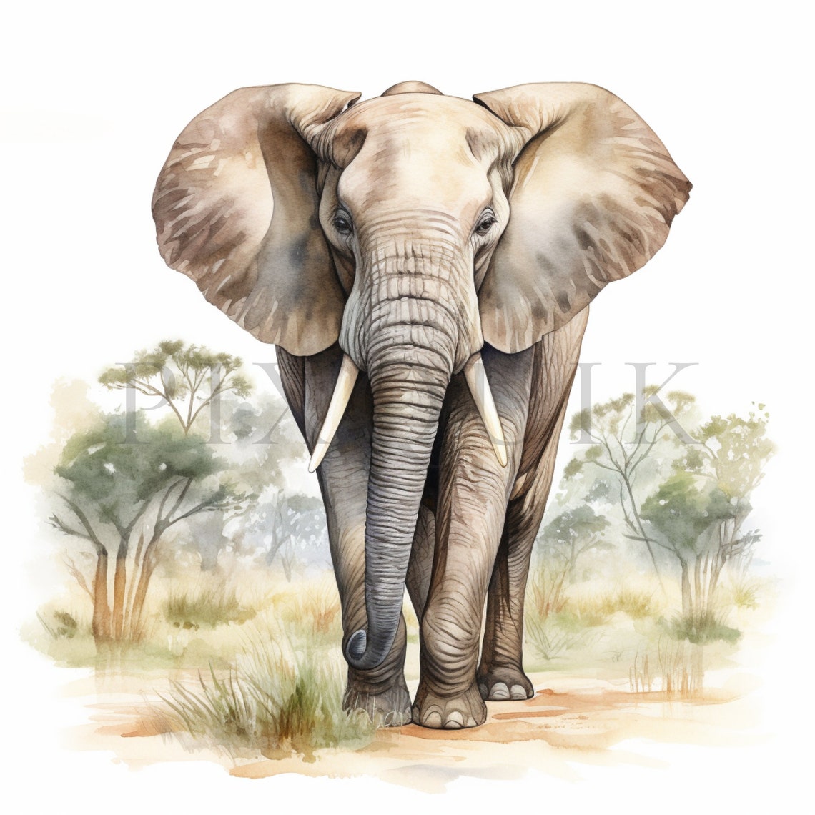 Watercolor Elephant Clipart 10 High Quality Jpgs Digital Download ...