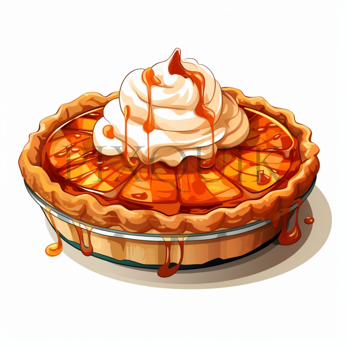 Watercolor Pumpkin Pie Clipart | Fall Harvest Illustration (digital ...