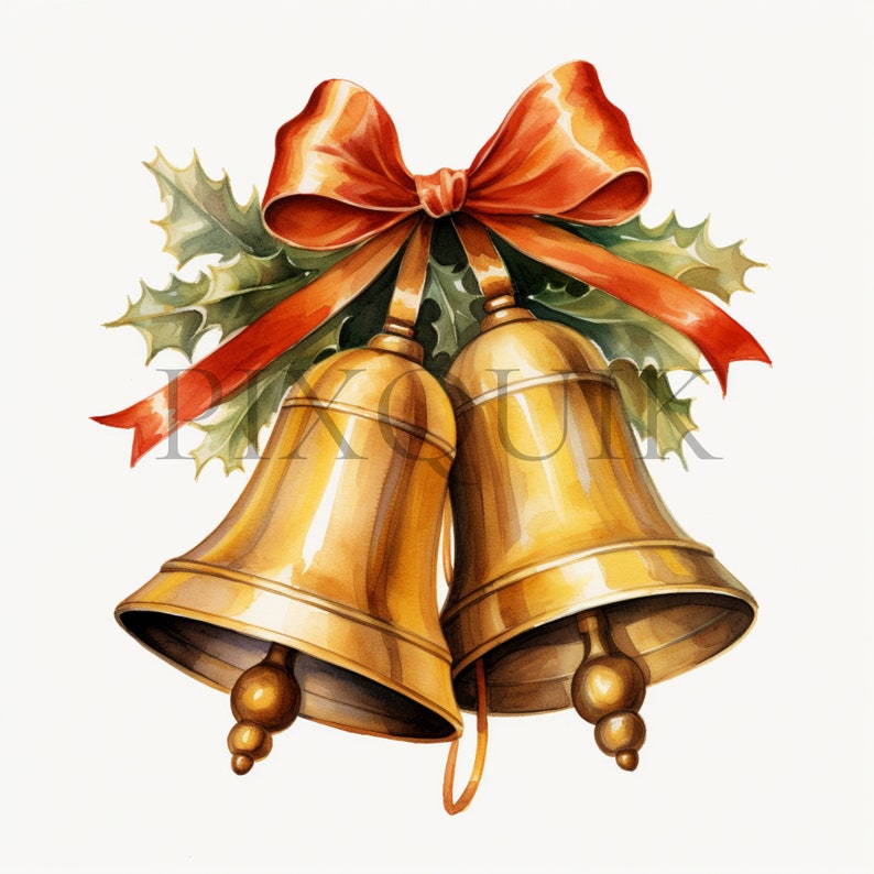 Christmas Bell Clipart | 10 High Quality Jpg's | Digital Download ...