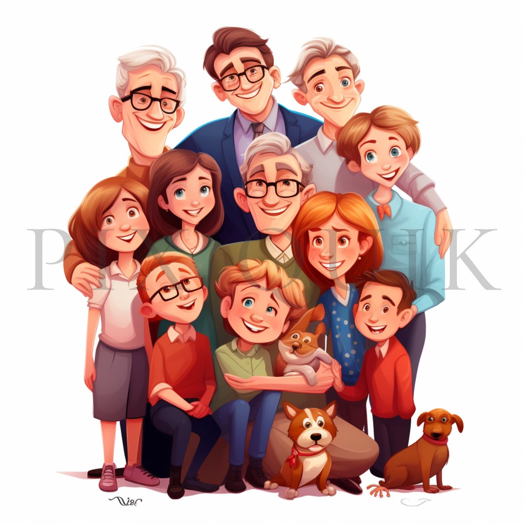 Cartoon Family Portrait Clipart – High-quality Jpgs (digital Download ...