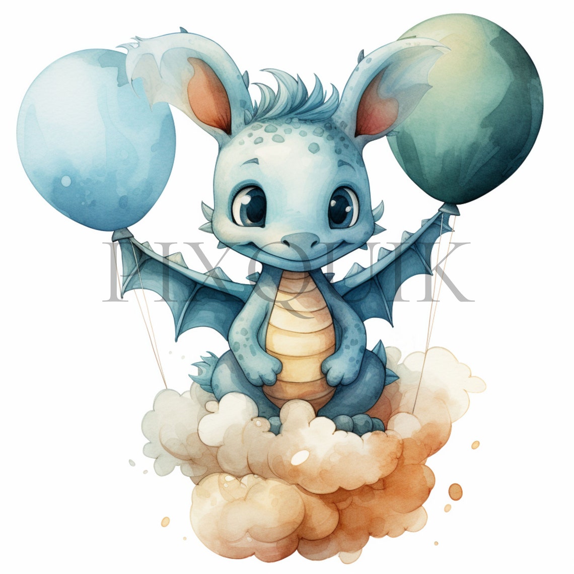 Hot Air Balloon Dragon Clipart Set 10 High Quality Jpgs Magical Dragon ...