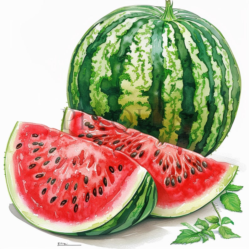 Watercolor Watermelon Clipart | Summer Fruit Jpgs (instant Download) - Etsy