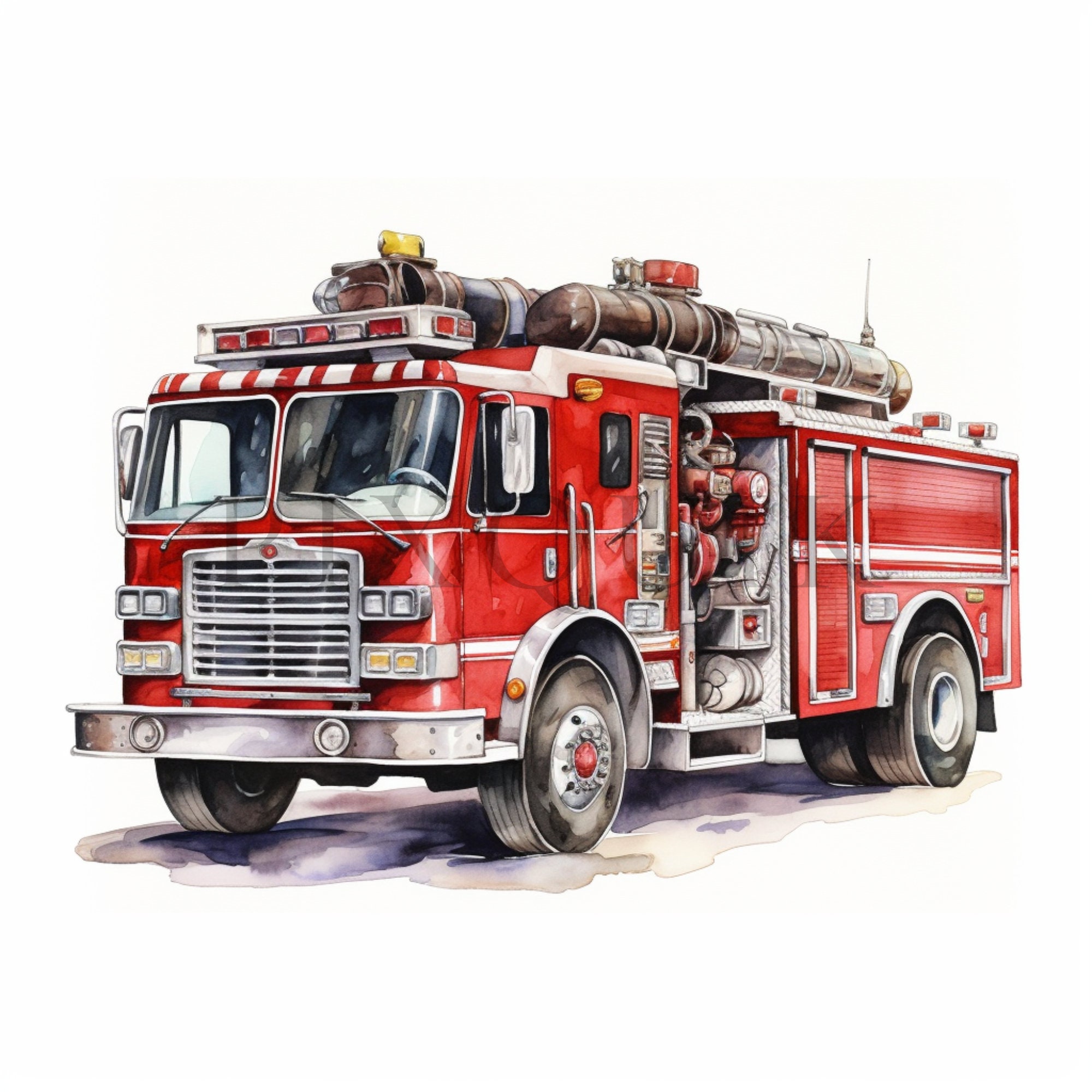 Fire Truck Clipart 10 High Quality Jpgs Instant Digital Download Fire ...