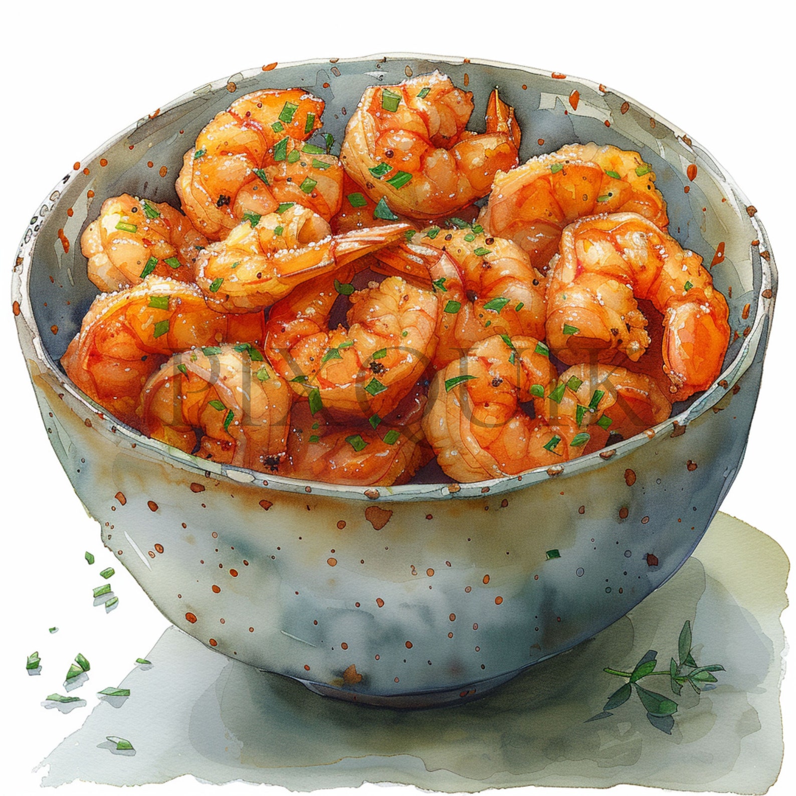Watercolor Fried Shrimp Clipart | Food Illustration (digital Download ...
