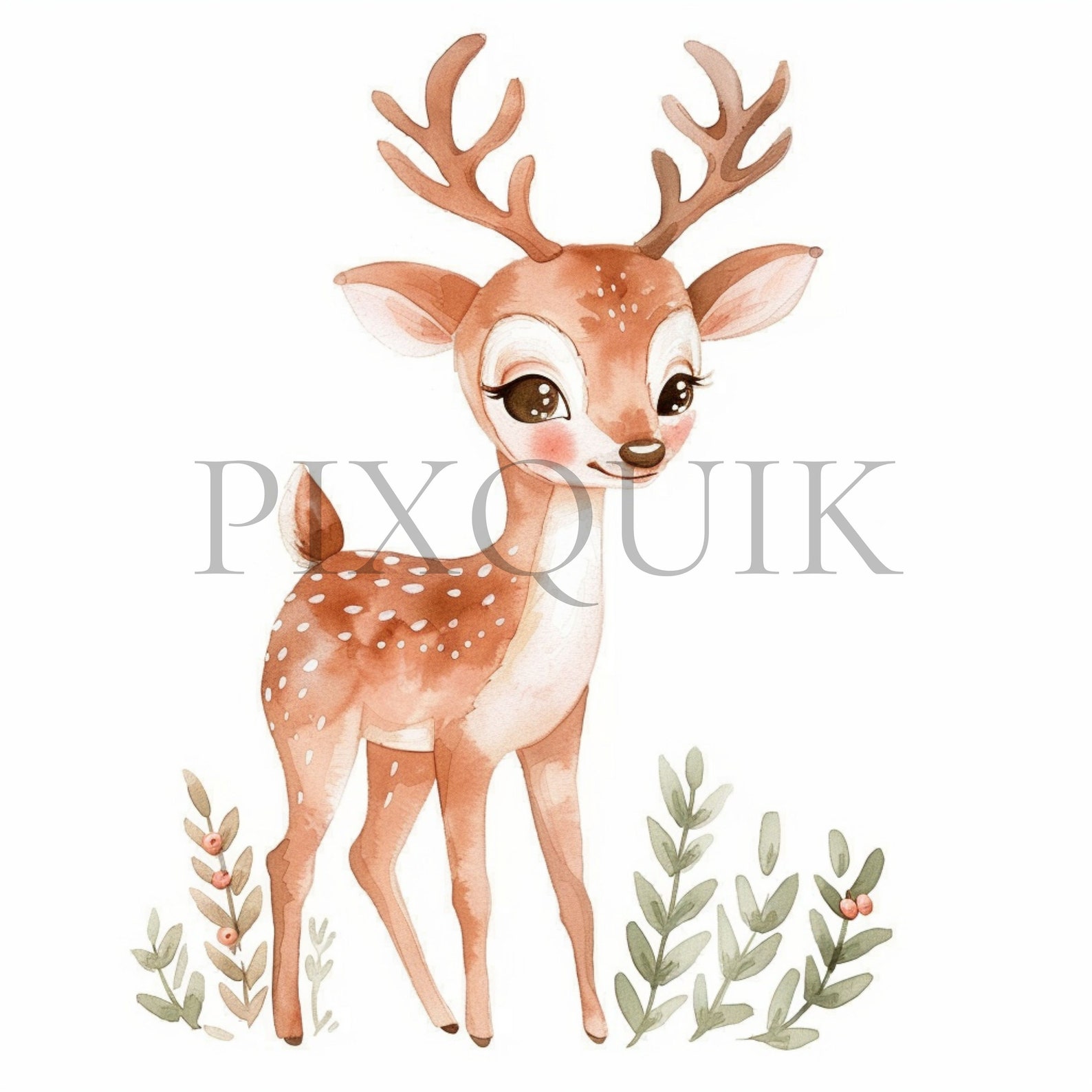 Watercolor Deer Clipart | Woodland Animal Graphics (digital Download ...