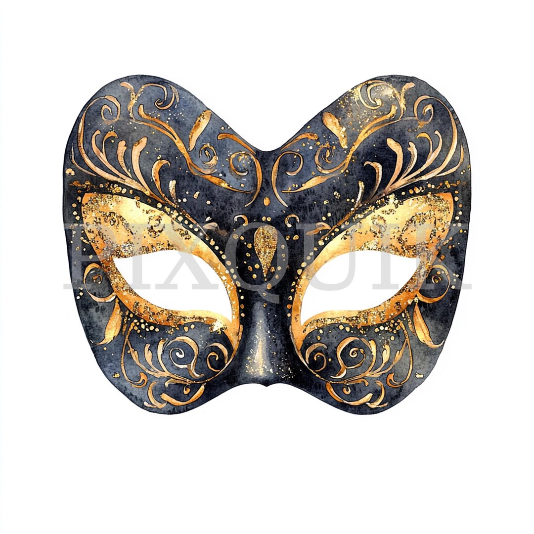 Ornate Black and Gold Masquerade Mask | 2025 Clip Art | New Year Clip ...