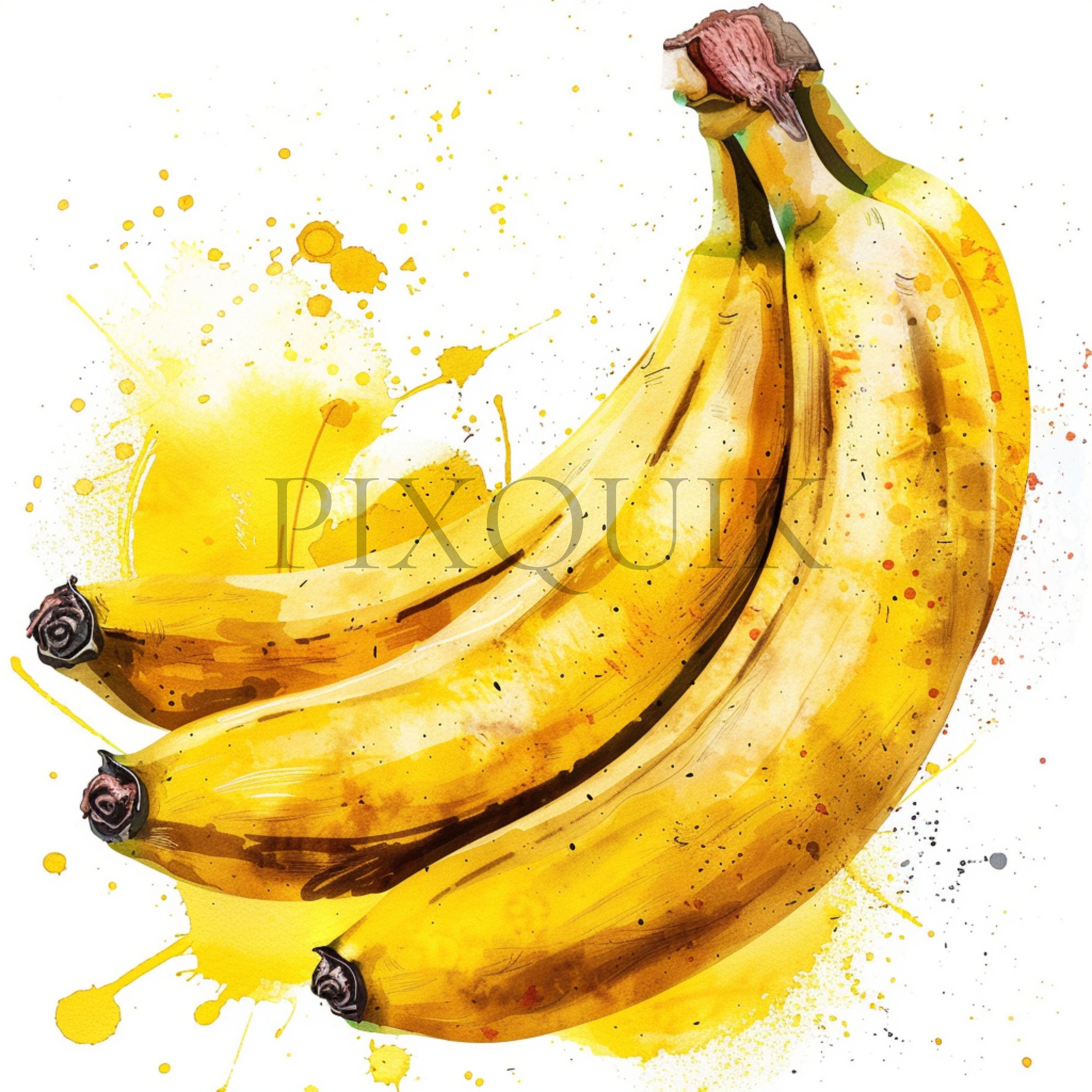 Watercolor Banana Clipart | Tropical Fruit Illustration (instant ...