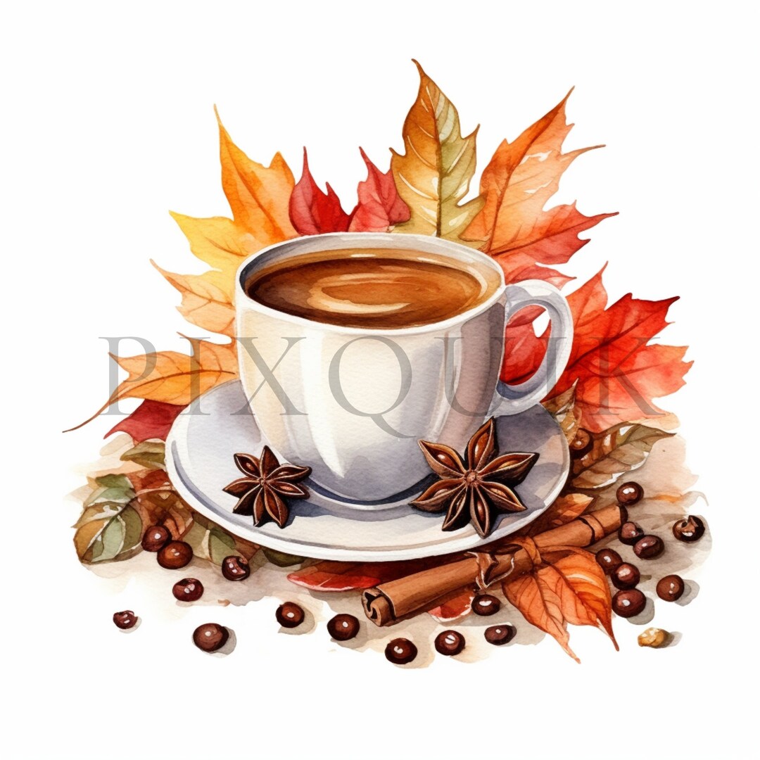 Autumn Coffee Clipart | 10 High Quality Jpgs | Digital Download ...