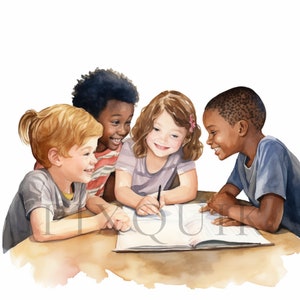 Watercolor Student Clipart: Diverse Learning Images (digital Download ...
