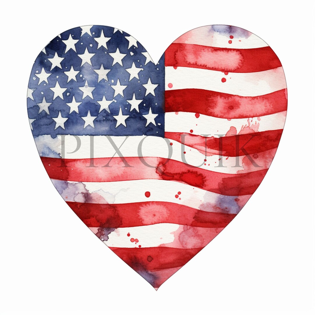 USA Flag Heart Clipart | 10 High Quality Jpg's | Digital Download ...