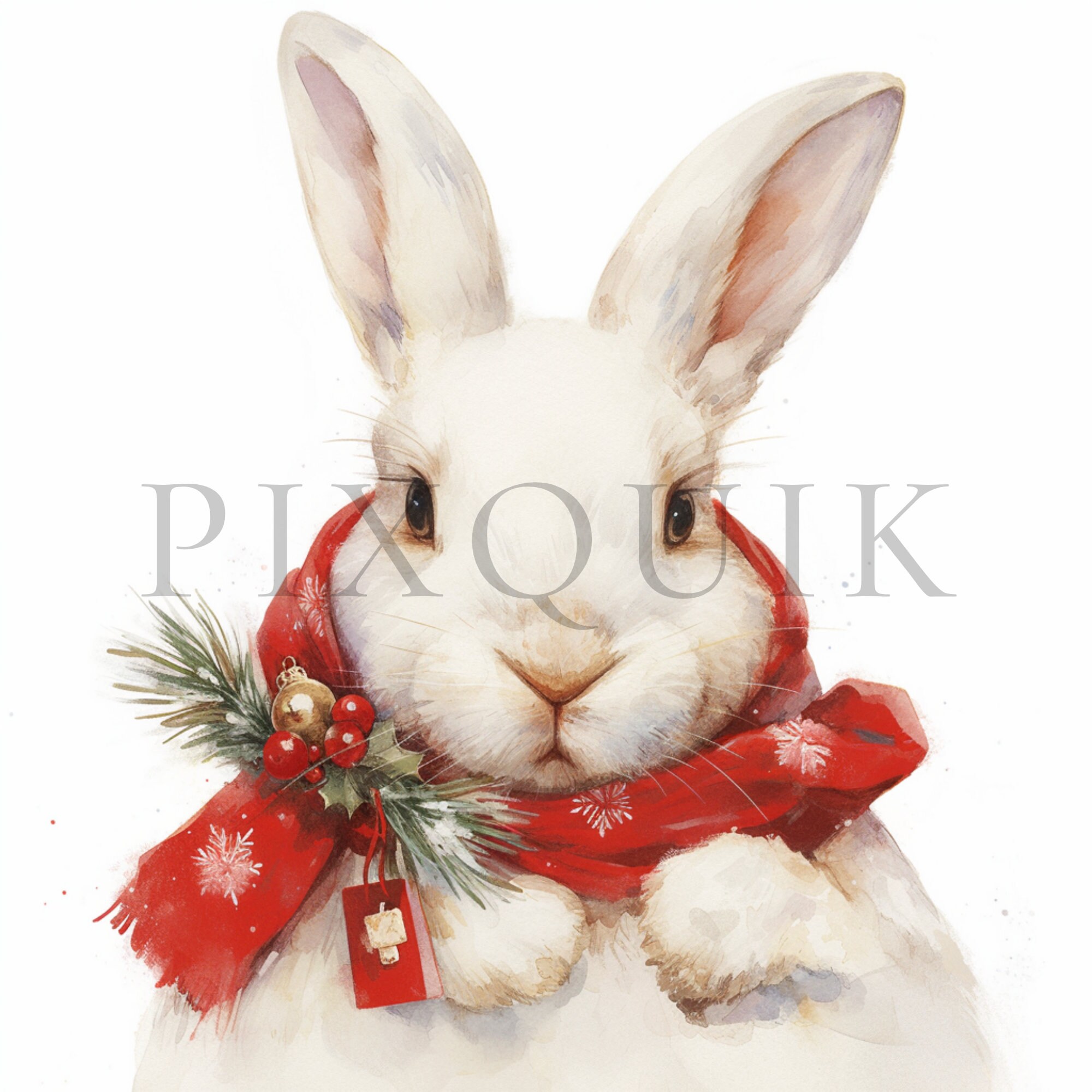 Holiday Bunny Clipart | Christmas Rabbit Jpgs (digital Download) - Etsy