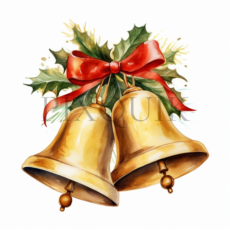 Christmas Bell Clipart | 10 High Quality Jpg's | Digital Download ...
