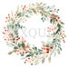 Watercolor Christmas Wreath Clipart: Bohemian Green Tones (PNG Files ...