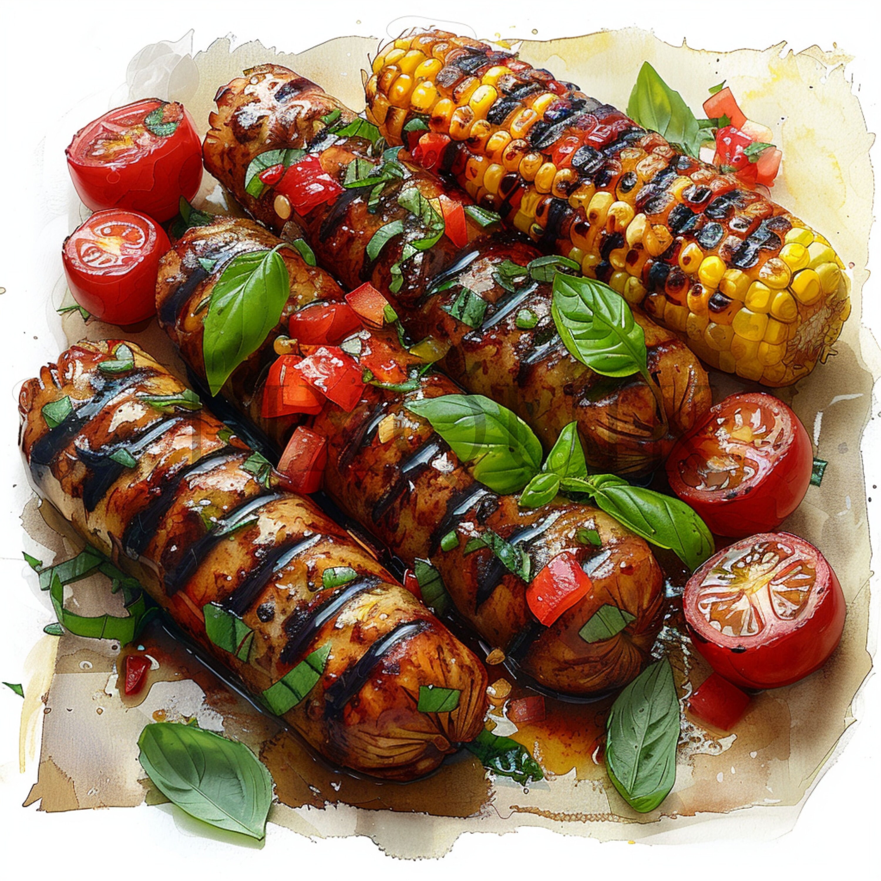 Watercolor Corn Dog Clipart 10 High-quality Jpgs Corndog Clipart Set ...