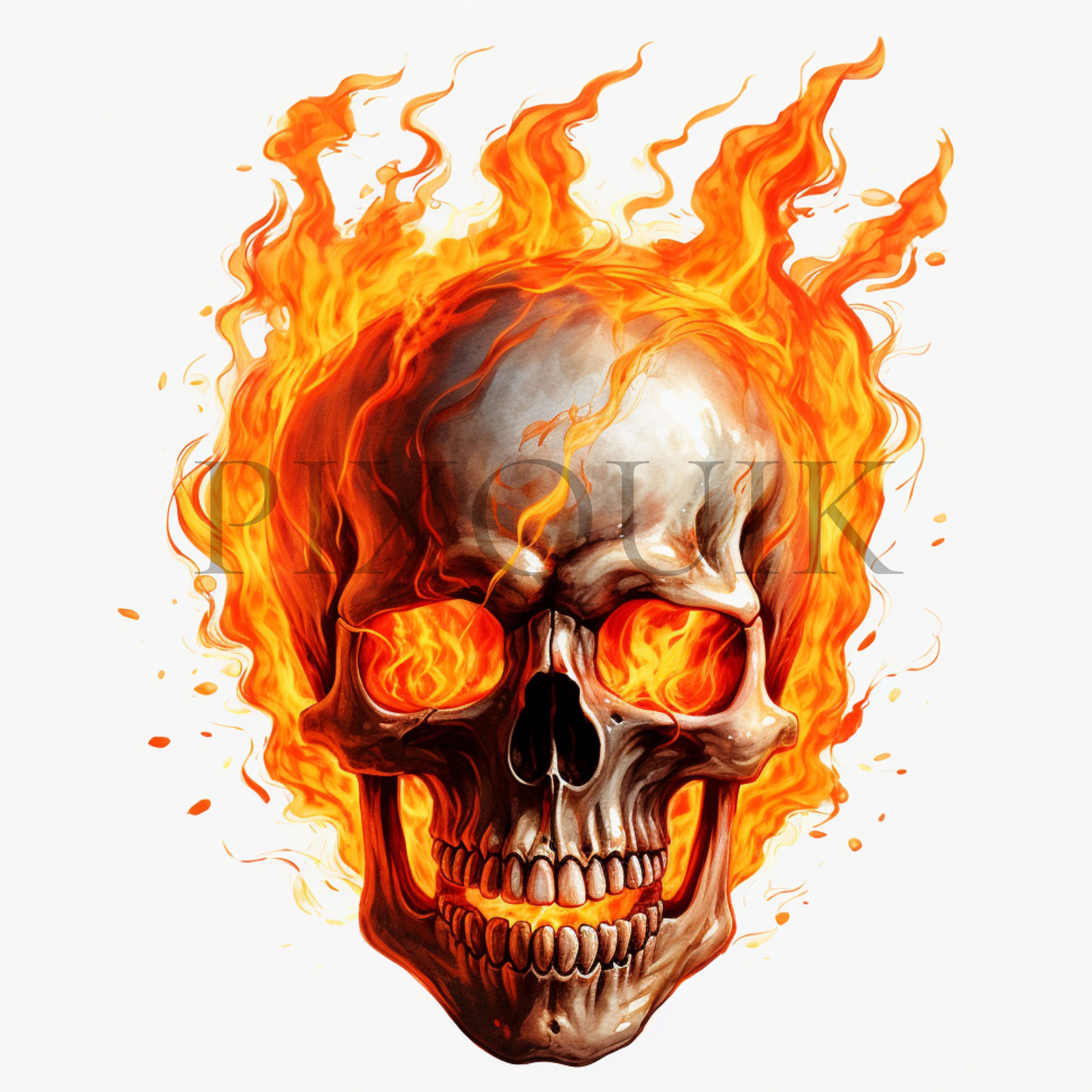 Watercolor Fire Skull Clipart 10 High Quality Jpgs Gothic Clipart ...