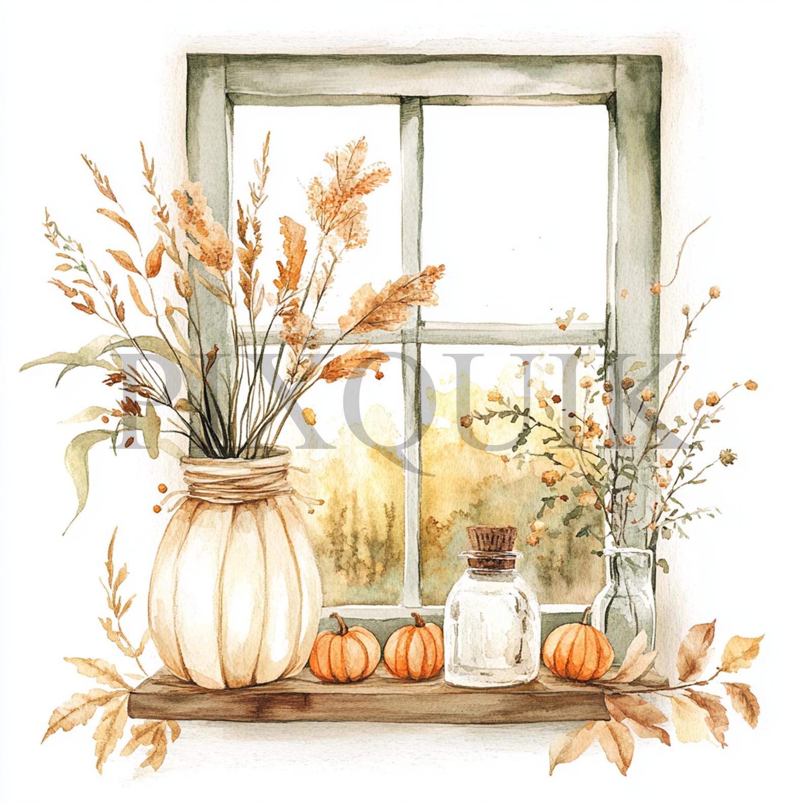 Boho Autumn Window Clipart 10 High Quality Jpg's and PNG Cozy Fall ...