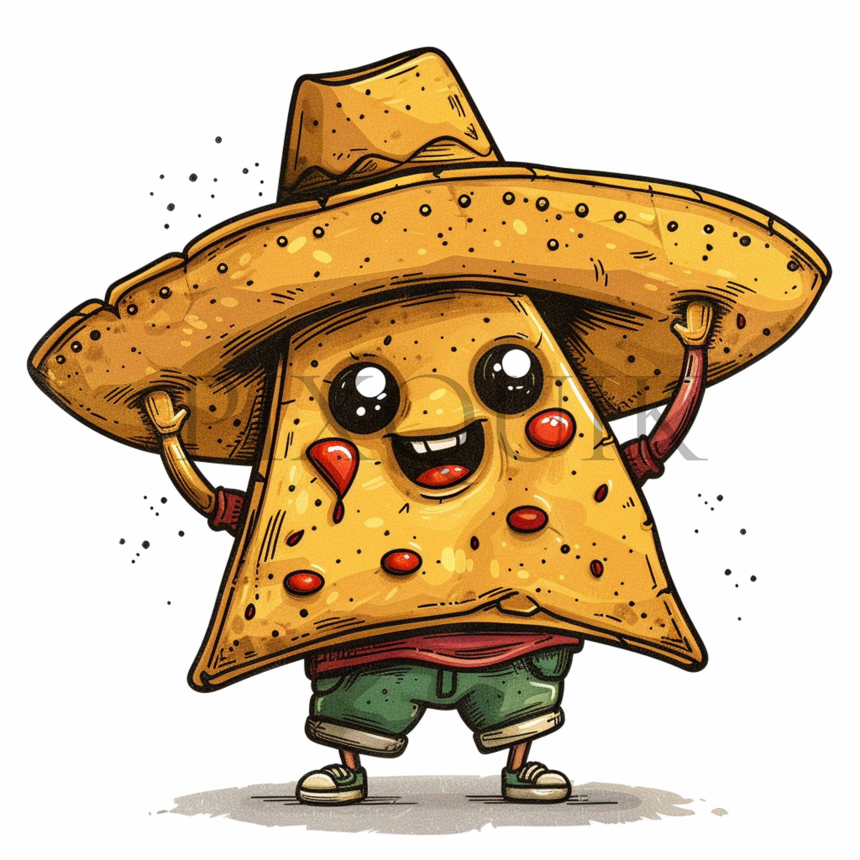 Watercolor Cartoon Nachos Clipart 10 High-quality Jpgs Nachos Digital ...