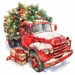 Vintage Red Christmas Truck Clipart | Holiday Jpgs (digital Download ...