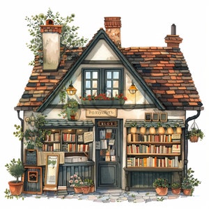 Watercolor Cute Bookstore Clipart | 10 High Quality Jpgs | Book Lover ...