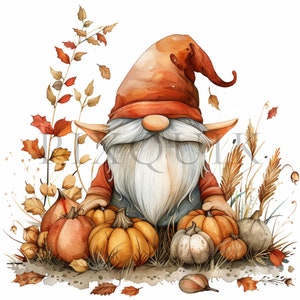 Thanksgiving Gnome Clipart | Fall Watercolor Gnomes (digital Download ...