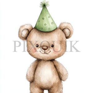 Teddy Bear With Party Hat Clipart 10 Jpg's Files and PNG Card Making ...
