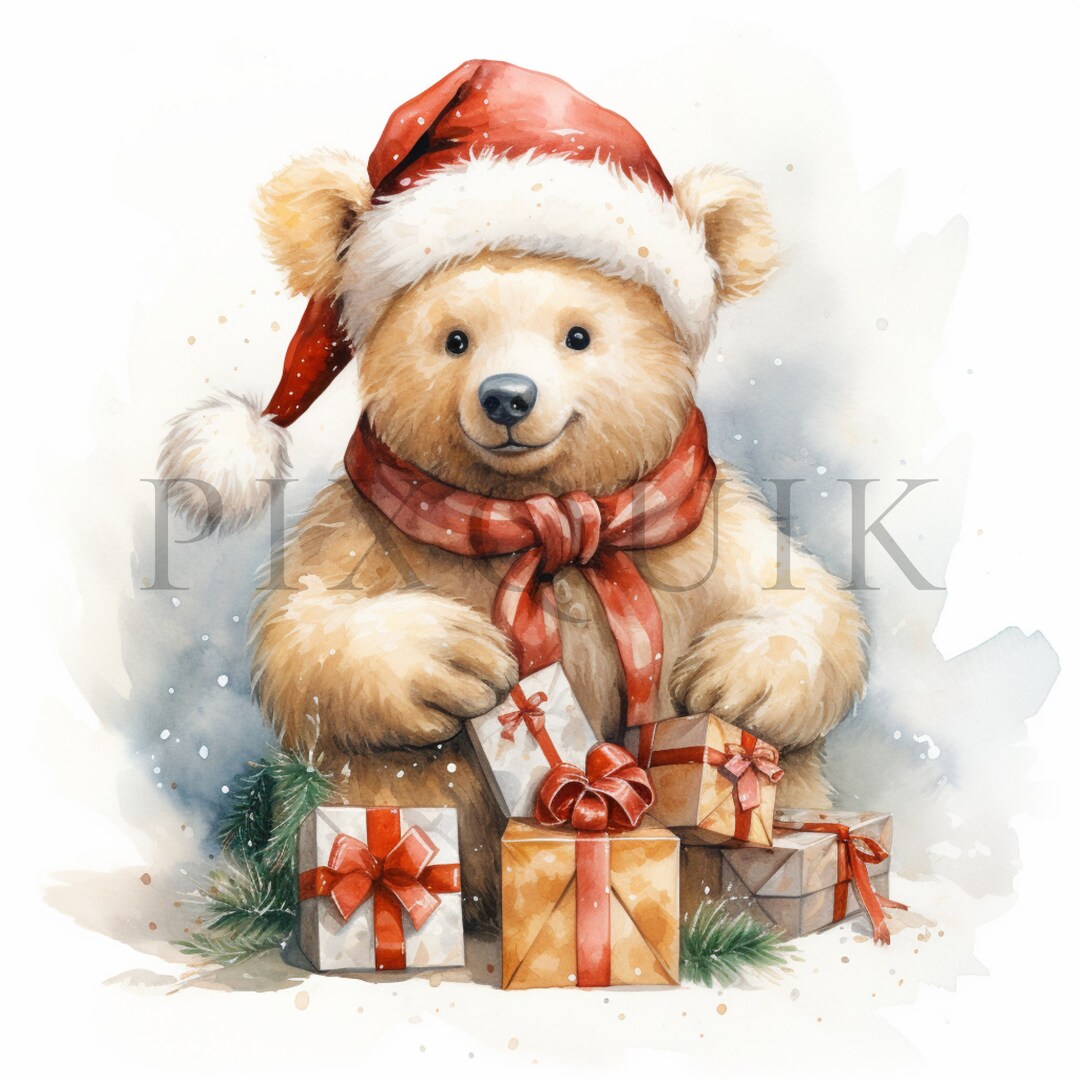 Holiday Bear Clipart | 10 High Quality Jpgs | Digital Download | Bear ...