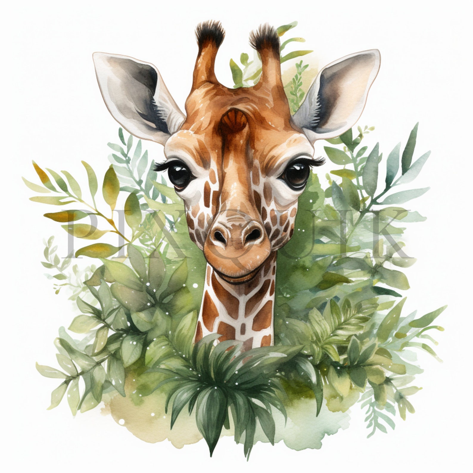 Giraffe Watercolor Clipart | Animal Illustration, Scrapbook (digital ...