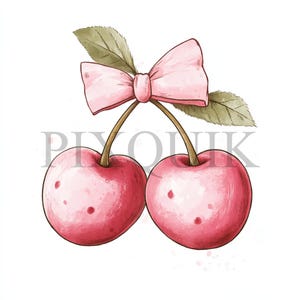 Cute Cherries Clipart | 10 High Quality Jpg's and PNG | Pink Twin ...