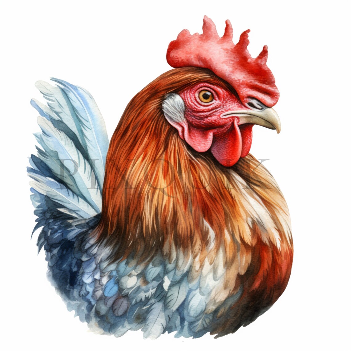 Watercolor Chicken Clipart 10 High Quality Jpgs Digital Download Cute ...