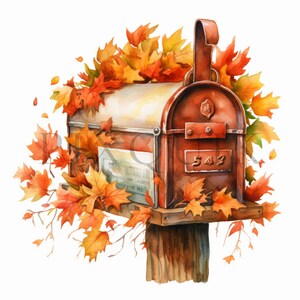 Autumn Mailbox Clipart | 10 High Quality Jpgs | Digital Download ...