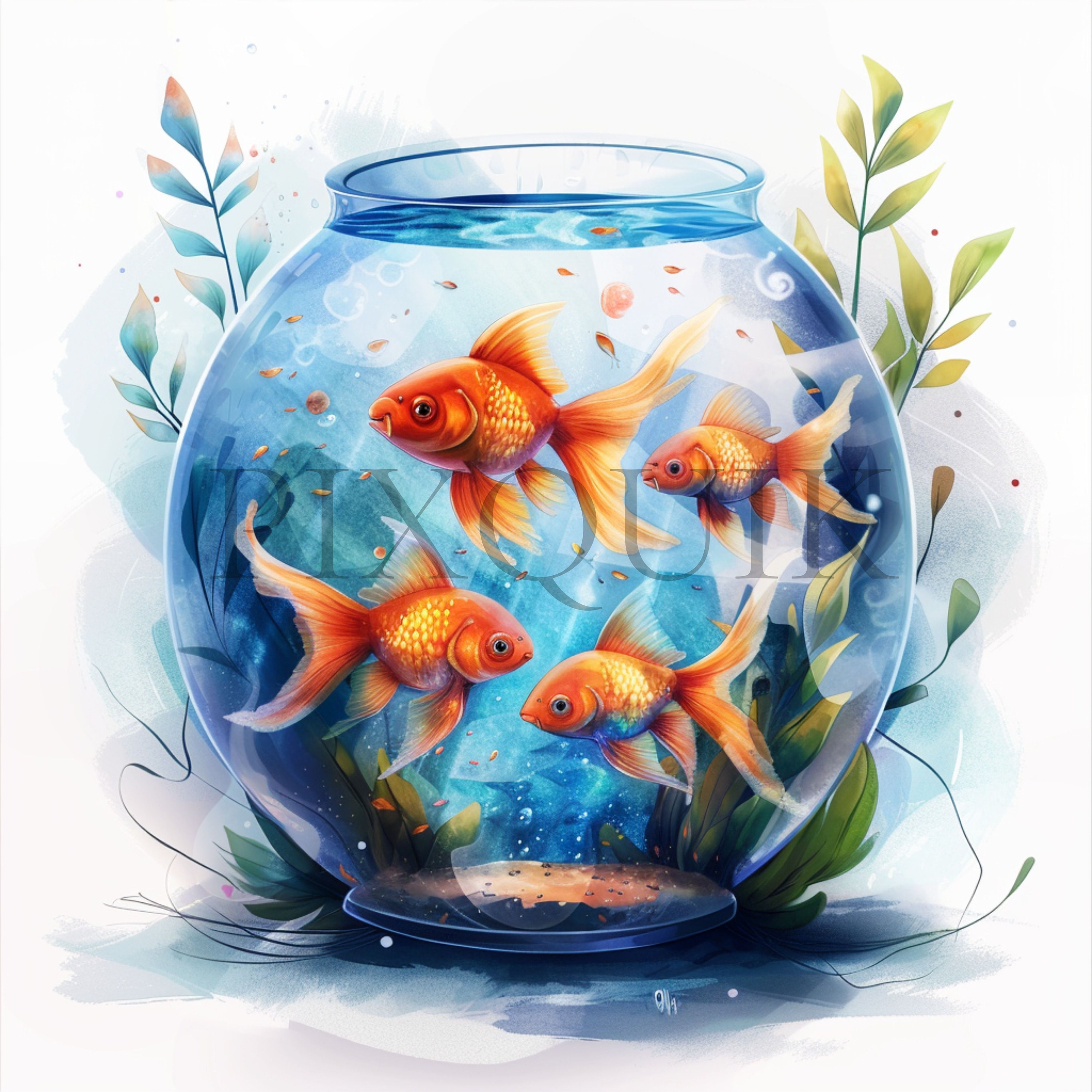 Watercolor Fish Bowl Clipart 10 High Quality Jpgs Fish Clipart Fish ...