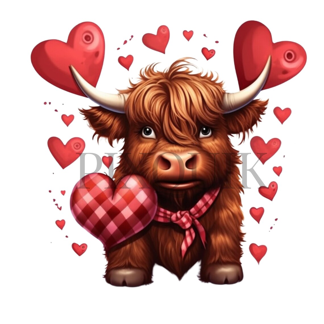 Valentines Highland Cow Clipart Bundle Scottish Highland Cow Set of 10 ...