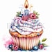 Watercolor Birthday Cupcake Clipart 1 10 High Quality Jpgs Digital ...