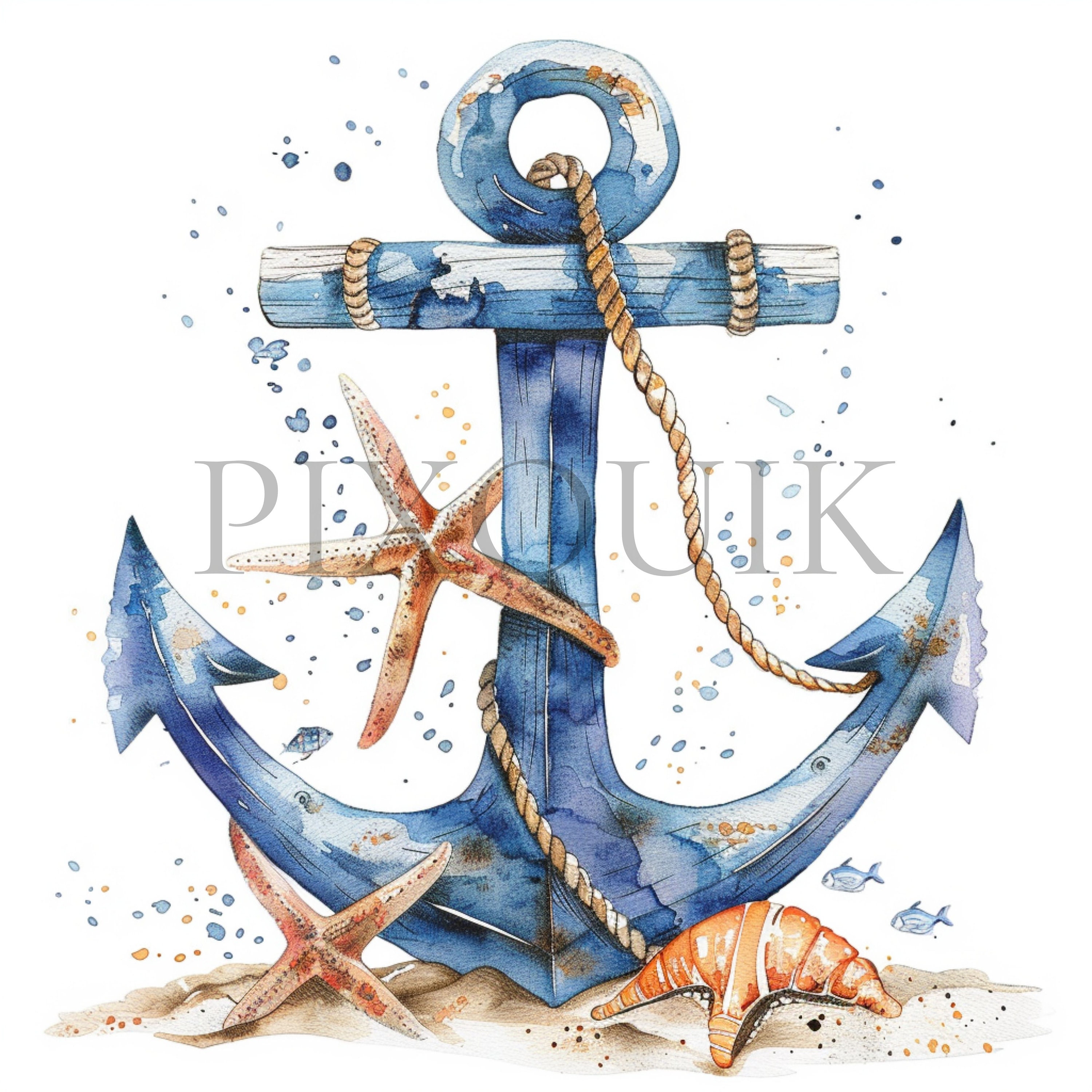 Nautical Anchor Clipart Set | 10 High Quality Jpgs | Anchor Graphics ...