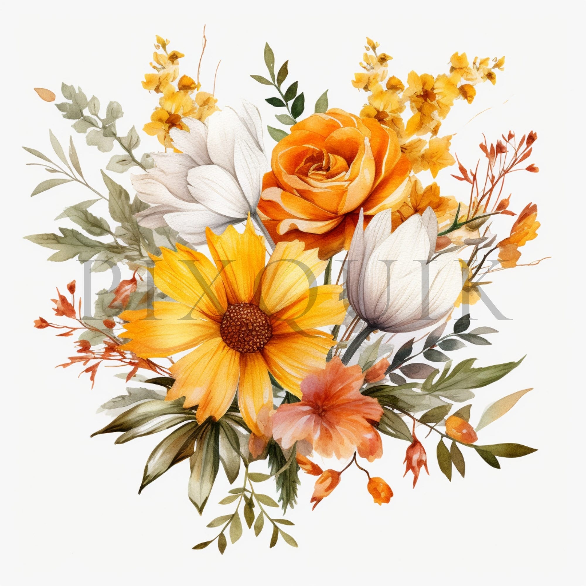 Watercolor Autumn Flowers Clipart | 10 Jpgs (digital Download) - Etsy