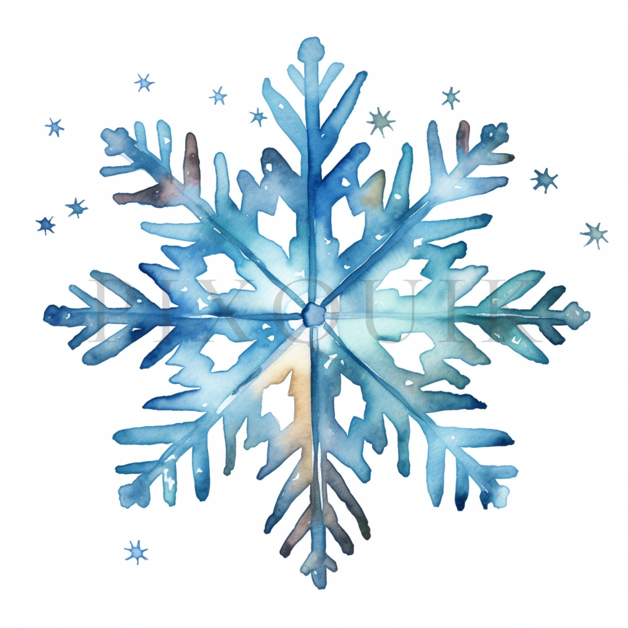 Snowflake Clipart 10 High Quality Jpgs Watercolor Snowflake Clipart ...