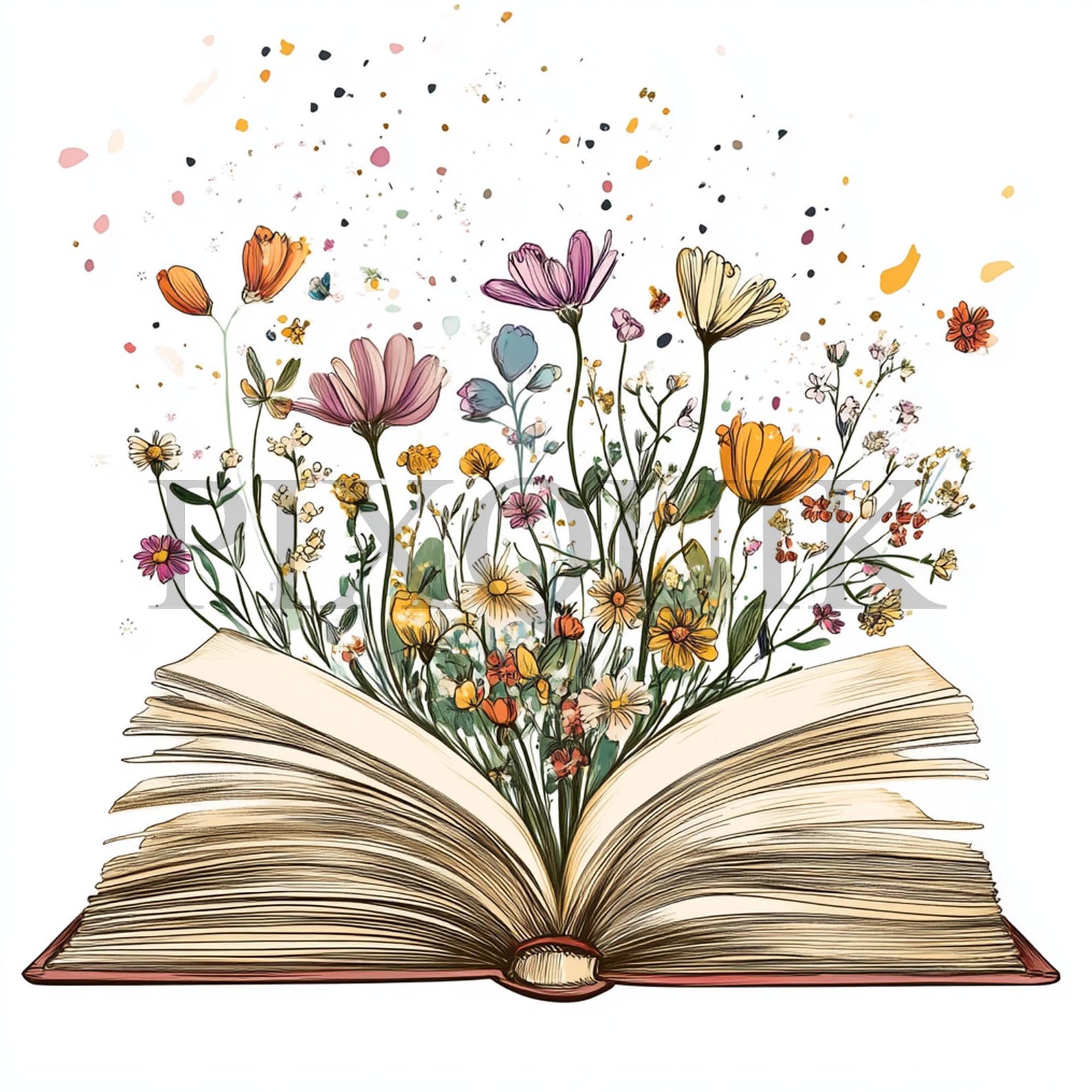 Vintage Floral Open Book Clipart 10 Jpg's and PNG Files Card Making ...