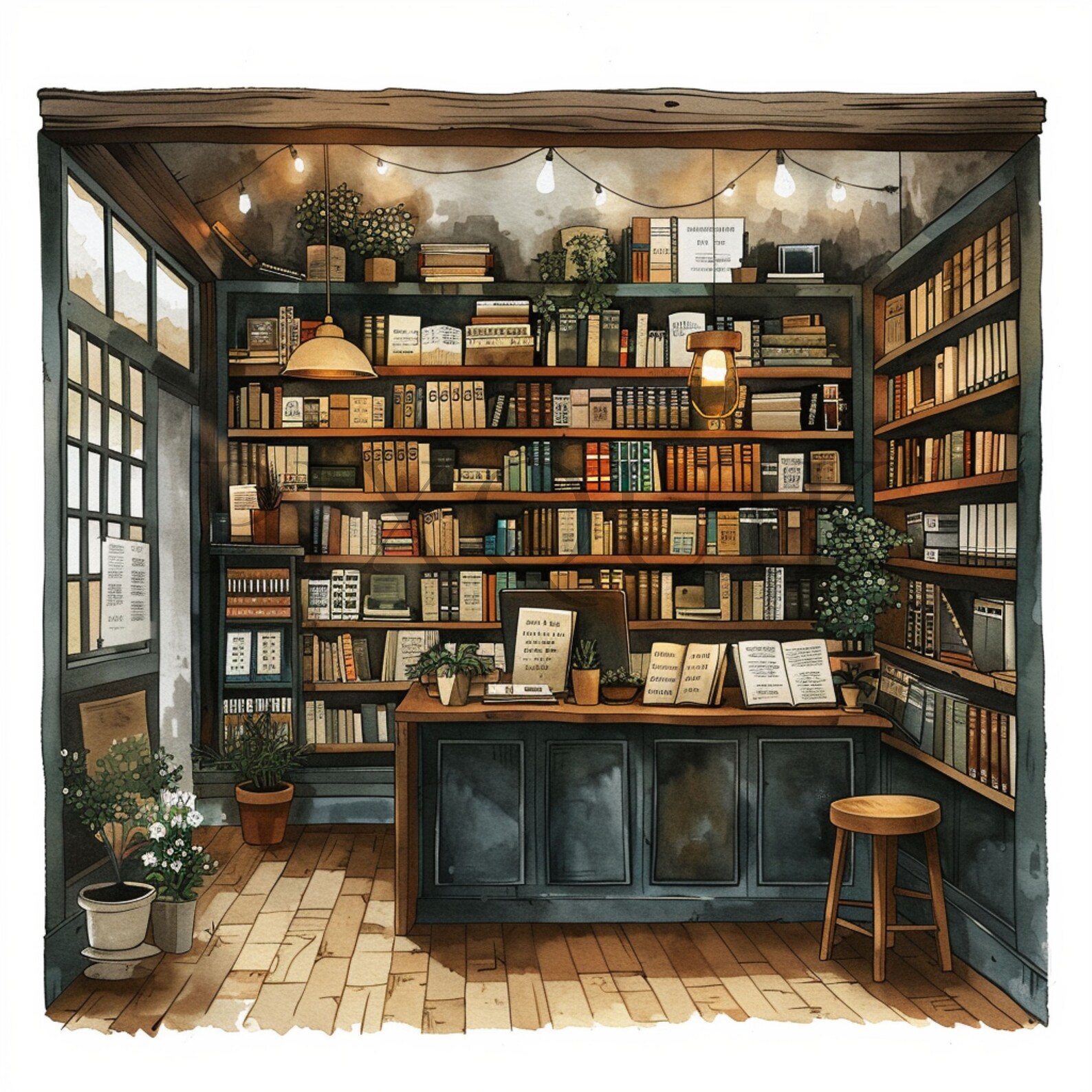 Watercolor Bookstore Clipart 10 High Quality Jpgs Bookstore Clipart ...