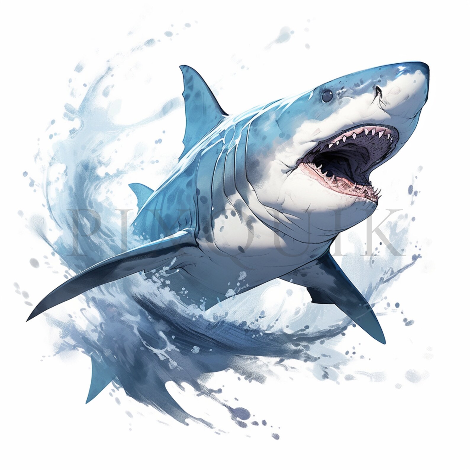 Watercolor Shark Clipart 10 High Quality Jpgs Shark Clipart Whale Shark ...