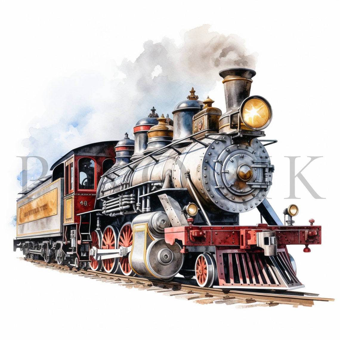 Watercolor Steam Train Clipart Train Clipart 10 High Quality Jpgs ...