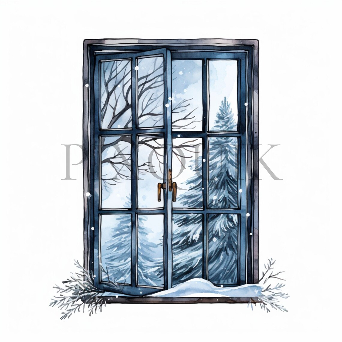 Snowy Window Clipart 10 High Quality JPG Winter Illustration Cozy ...