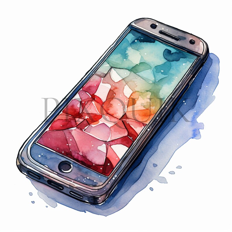 Watercolor Cellphone Clipart Set | Mobile Phone Illustrations (digital ...