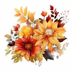 Autumn Flowers Clipart | 10 High Quality Jpgs | Digital Download ...